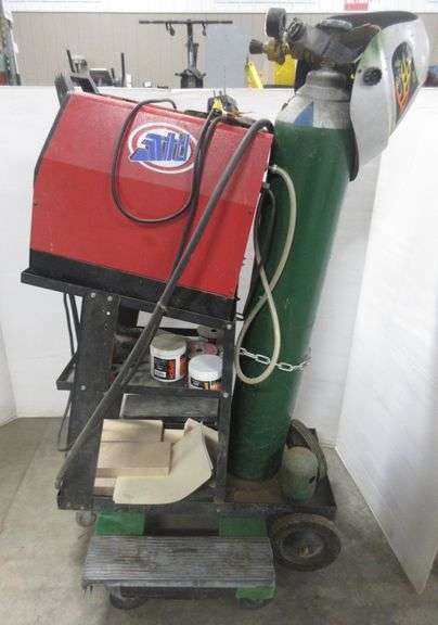 ATD Mig Welder on cart with shield and tank, 220V, cart needs wheel ...