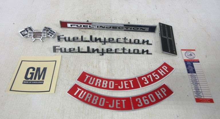 Set of 1957 Corvette, "Fuel Injection," emblems; 1965 Corvette, "Fuel ...