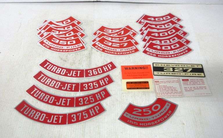 (30) 1960's and 1970's Chevy 327, 350, 400 Air Cleaner Decals, NOS ...
