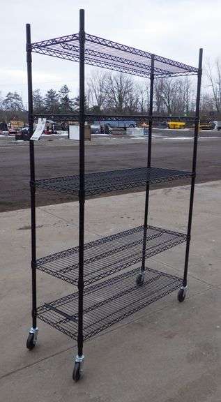 Rolling wire rack shelving, 6' x 4' x 1' - Albrecht Auction Service