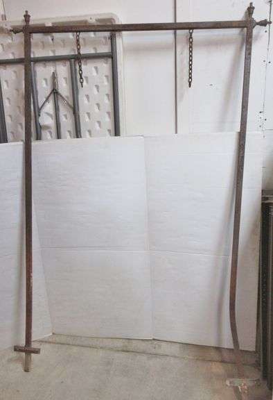 Antique cast iron sign post/hanger, have finials on top, 49"W x 75"H ...