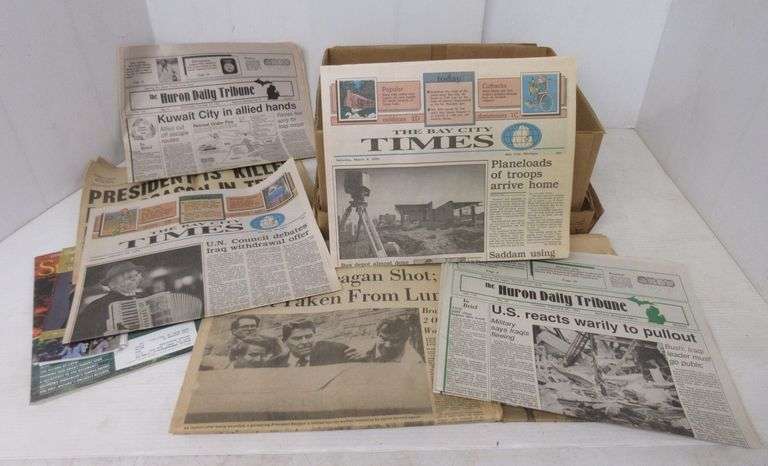 Boy of older newspapers, includes: JFK, Martin Luther King, Ronald ...