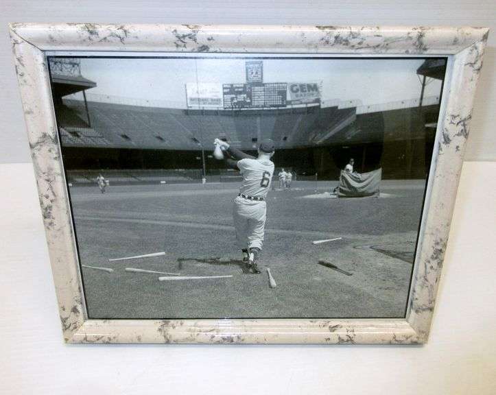 Framed photo of Al Kaline taking batting practice at Briggs Stadium in ...