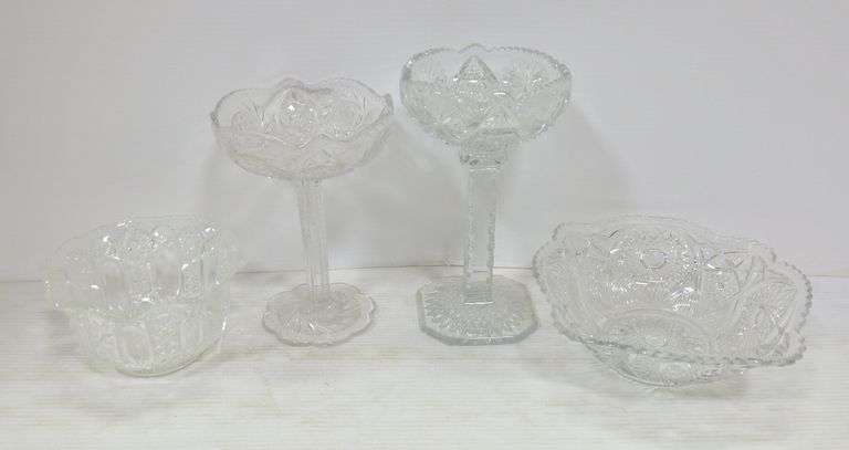 ABP Cut crystal compote sawtooth edge, 9"H; Cut crystal compote candy ...
