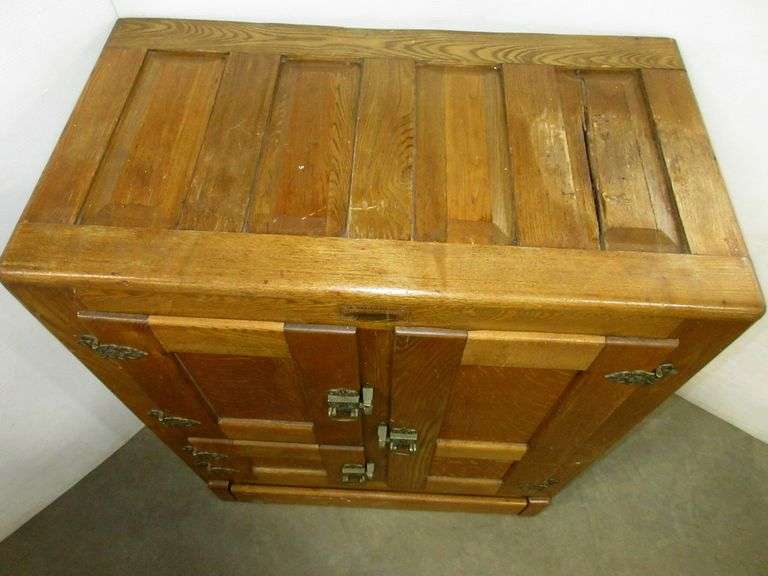 Vintage oak 3-door ice box, 1920s made by Leonard, Grand Rapids ...