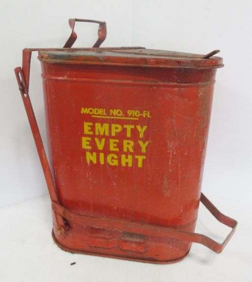 Shop rag bucket, 19 1/2"H, paint is melting - Albrecht Auction Service