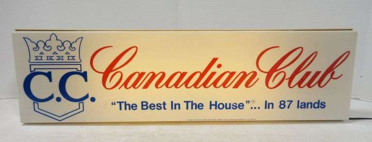 Vintage C.C. Canadian Club Whisky, lighted advertising sign, "The Best ...