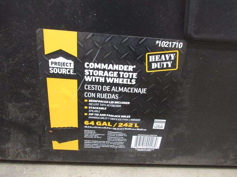 Project Source heavy duty commander storage tote with wheels, 64-Gallon ...