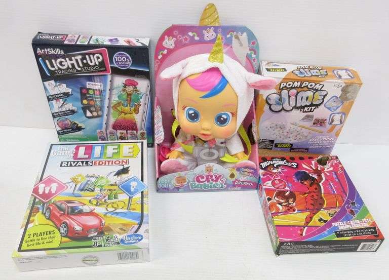 Cry Baby doll, Life game, Light up tracing studio, Pom Pom slime kit ...