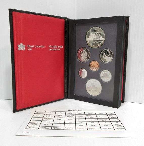 1987 Royal Canadian mint set with paperwork, Detort Paris strait coin ...