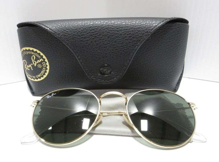 Ray Ban metal round sunglasses in case, new - Albrecht Auction Service