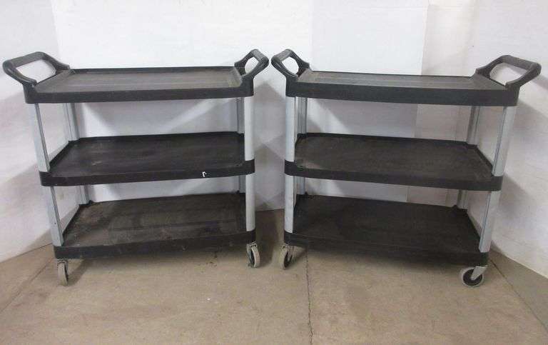 (2) Rolling Rubbermaid carts, 27" x 40" x 38"H, good - Albrecht Auction ...
