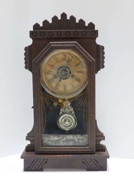 Very old ornate clock manufactured by Ansonia Clock Co. New York, USA ...