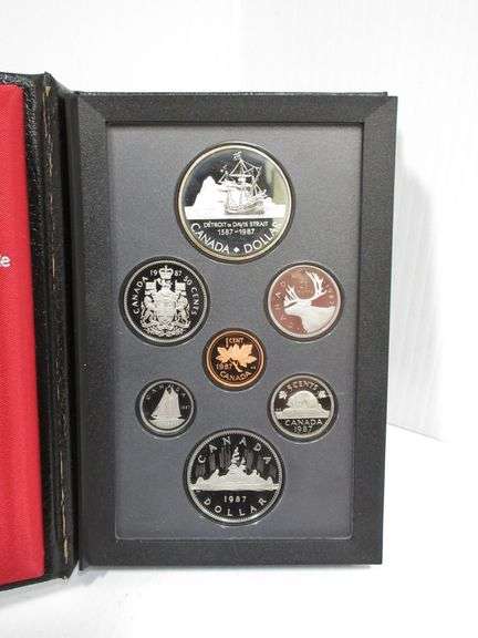 1987 Royal Canadian mint set with paperwork, Detort Paris strait coin ...