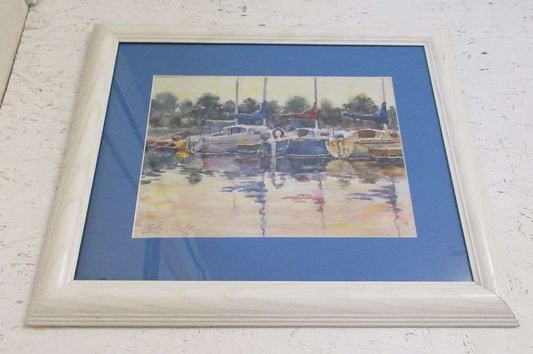 Larry Veeder signed watercolor fine art print, matted and framed, 24" x ...