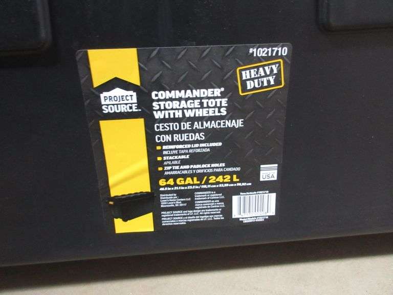 Project Source heavy duty commander storage tote with wheels, 64-Gallon ...