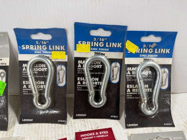 (8) 1/4" x 3 3/4" Stainless steel screw eyes, NIP; (4) 5/16" Spring ...