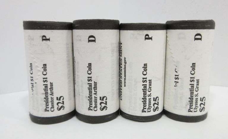 (4) $1 coin rolls from the US mint, includes: 2- Chester Arthur, and 2 ...