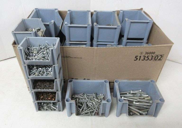 (18) Stackable containers for Garage Work, bolts, nails, screws, and ...