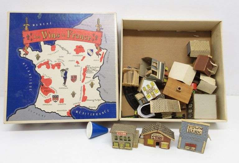 Cardboard, wood, toothpick village and train track built in 1963 by ...