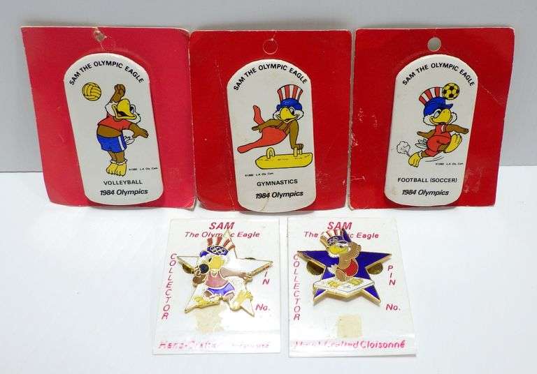 (5) Sam the Olympic Eagle 1984 Pins - Albrecht Auction Service