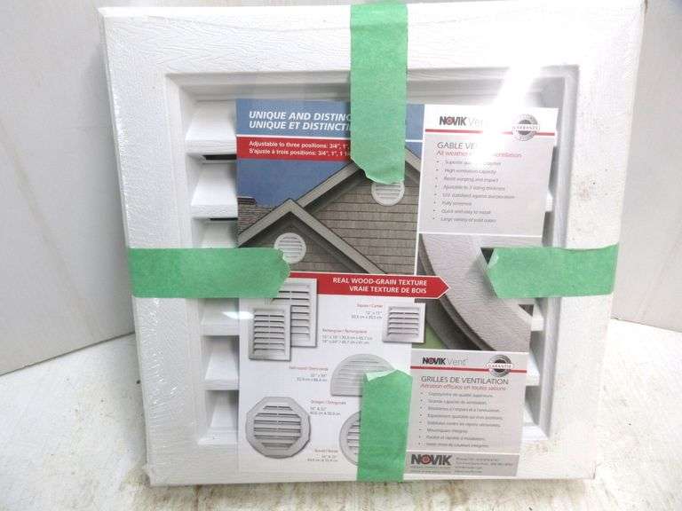Novik Gable Vents, 12" x 12", in new condition - Albrecht Auction Service