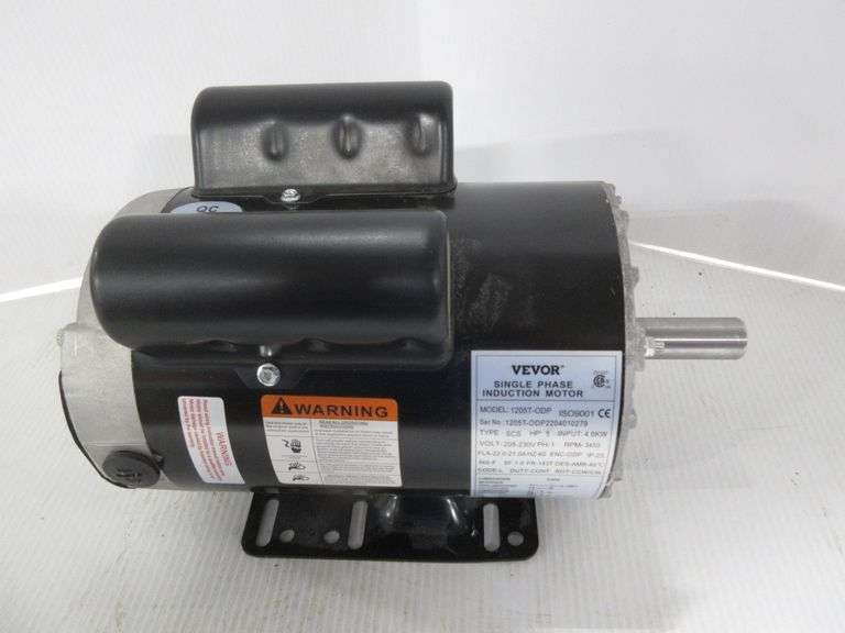 5 HP Single phase induction motor, 3,450 RPM, type SCS, input 4.6KW ...