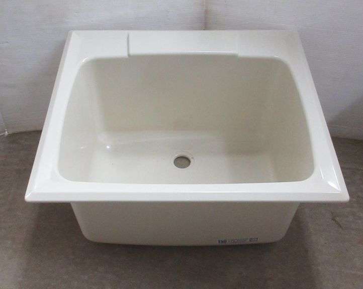 Mustee Model No. 10 self rimming bone laundry tray, 24 7/8"W x 13 3/4"D ...