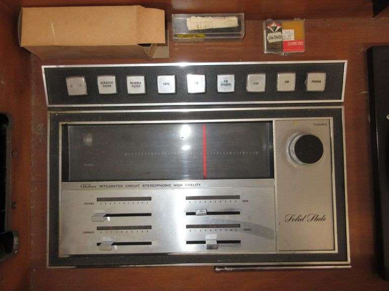 Wards Airline mid-century stereo console cabinet, 66"W x 19"D x 28"H ...