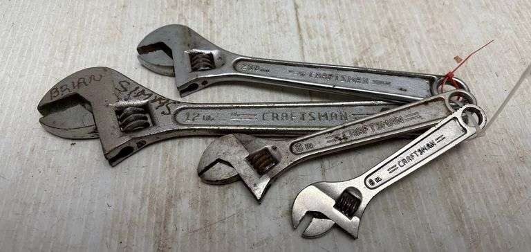 Craftsman crescent wrench set, sizes 6, 8, 10, and 12, in great condition - Albrecht Auction Service