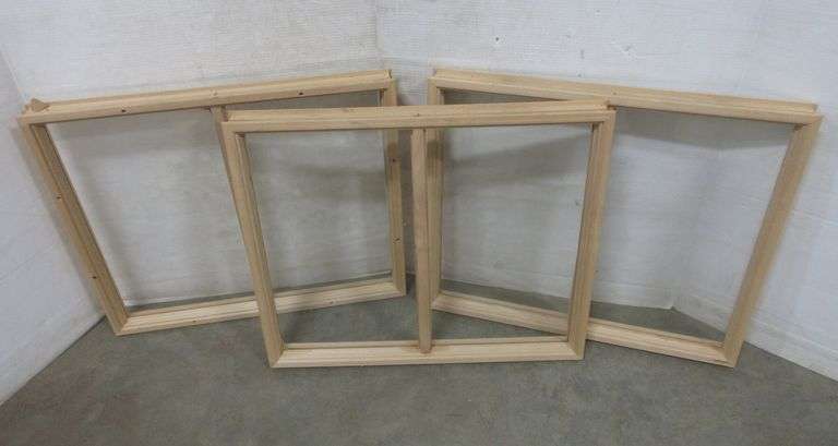 (3) Windows with wood frames, 25" x 21", new - Albrecht Auction Service