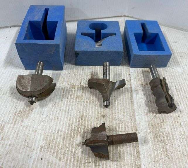 (4) Large router bits, includes: Round over, drawer front, and ...