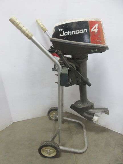 Johnson 4HP boat motor, needs works, used, as is - Albrecht Auction Service