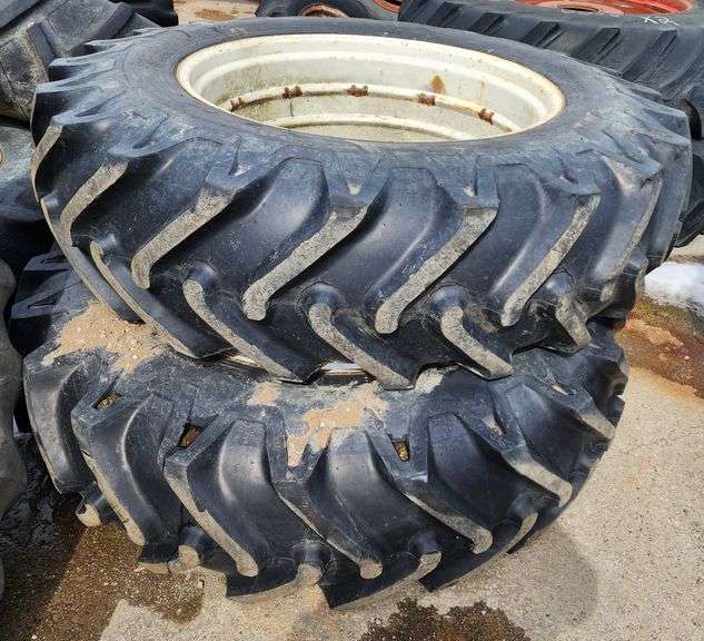 Pair of 18.4x38 Tires and Rims, No Fluid in Them, Double Bevel Rims ...