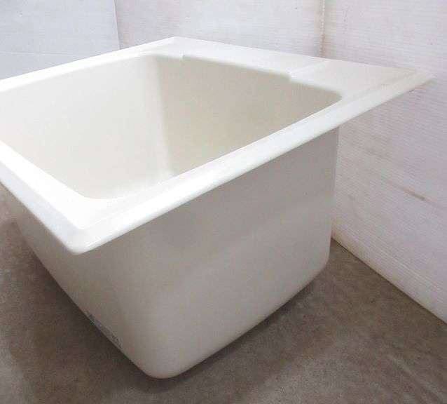 Mustee Model No. 10 self rimming bone laundry tray, 24 7/8"W x 13 3/4"D ...