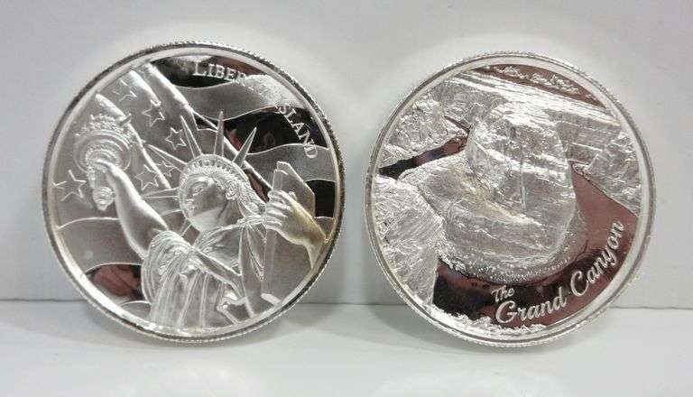 (2) American landmark 2 oz. silver ultra high relief coins - Albrecht ...