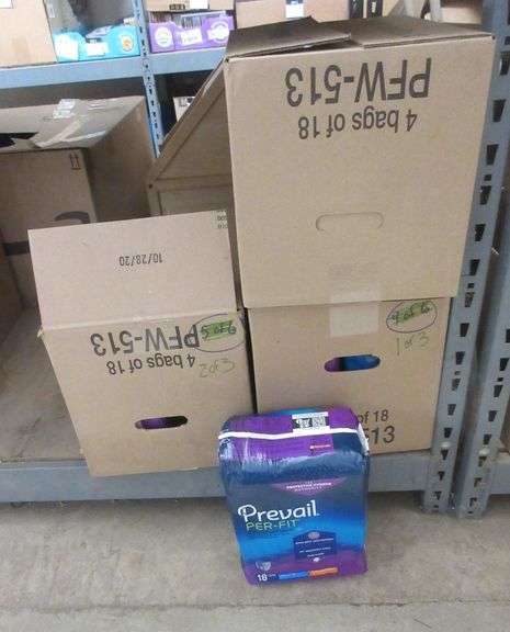 (3) Boxes of new/sealed, 4-bags of 18-per box of large 44" to 48 ...