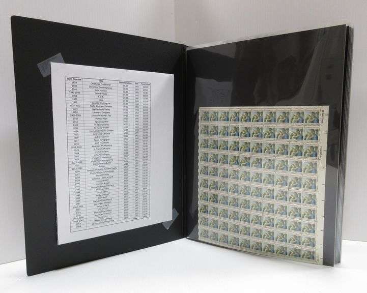 Collection of US mint never hinged stamp full sheets in a black Itoya ...