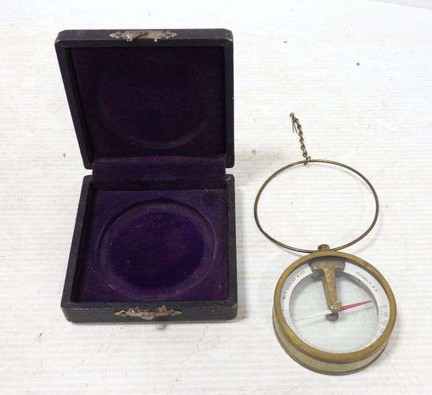 Antique dip needle compass for finding metal, Case- 5"W, compass ...