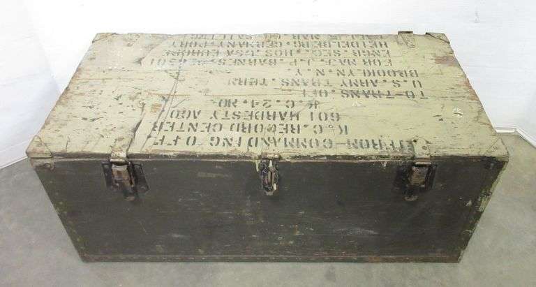 Military shipping box/footlocker, all original, 32"W x 16"D x 13"H ...