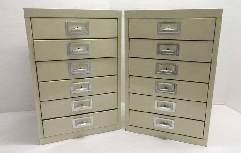 (2) All metal six-drawer storage cabinet, 12 1/2"W x 10"D x 19"H ...