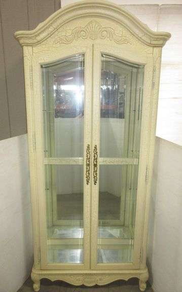 French provincial display case, 38"W x 13"D x 79"H, no shelves ...