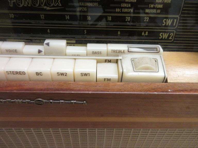 Mid-century German console radio, Loewe Opta, 39"W x 13"D x 30"H ...