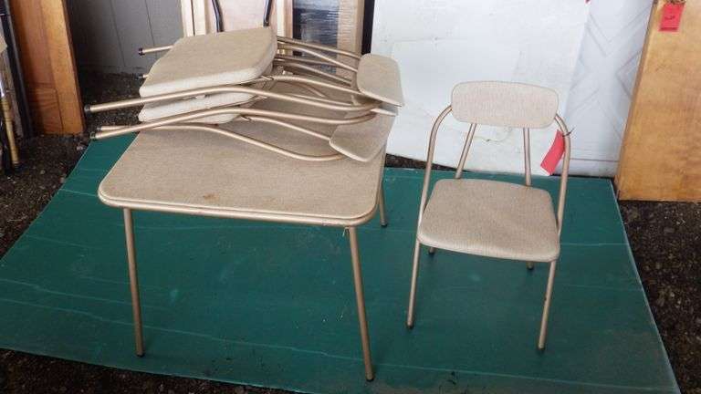 Hamilton Cosco mid-century folding chair and table, 30"W x 30"D ...