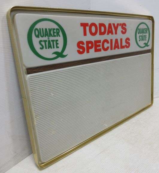 Fantastic Quaker State "Today's Specials" Sign, Board Complete With ...