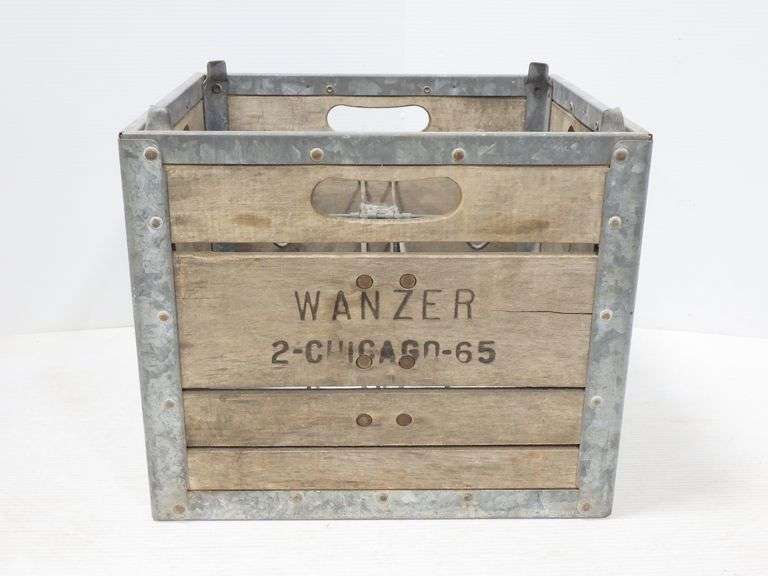 Wooden milk crate, Wanzer Dairy, Chicago, Wanzer was bought by and ...
