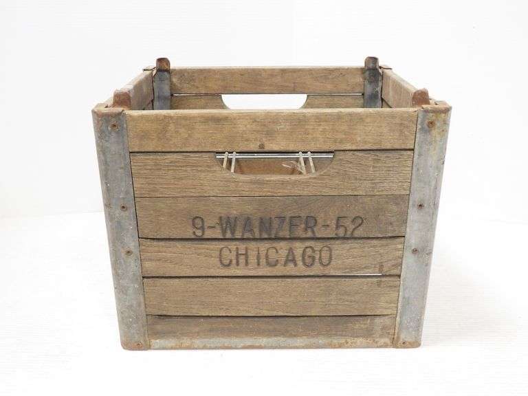 Wooden milk crate, Wanzer Dairy, Chicago, Wanzer was bought by and ...