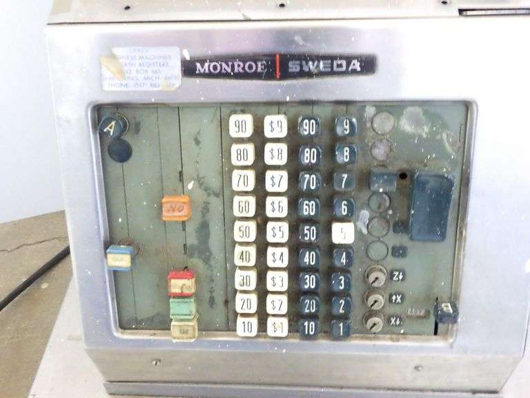 Antique sweda monroe cash register, 18"W x 18"H - Albrecht Auction Service