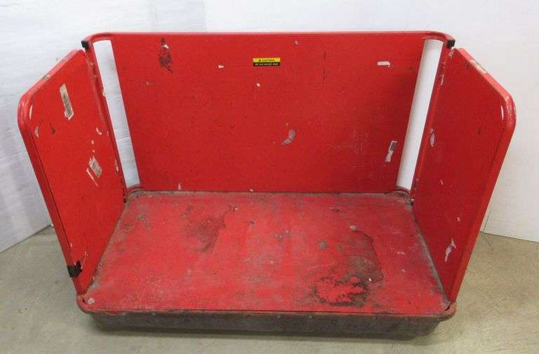 Red metal warehouse cart, approx. 52"W x 27"W x 34 1/2"H, used, good ...