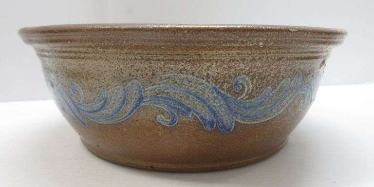 (3) Salt glazed pottery stoneware bowls, Crocker & Springer, up to 6 1/ ...